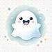 Minimalist Super Cute Ghost Illustration, Happy Halloween PNG Digital ...