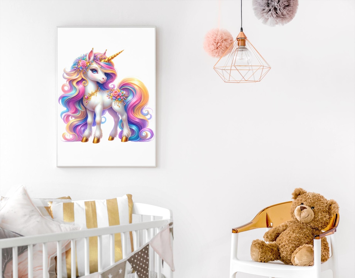 Birthday Unicorn Clipart, Magic Unicorn, Girl Clipart, Cute Holiday ...