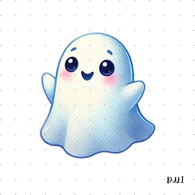 Minimalist Super Cute Ghost Illustration, Happy Halloween PNG Digital ...
