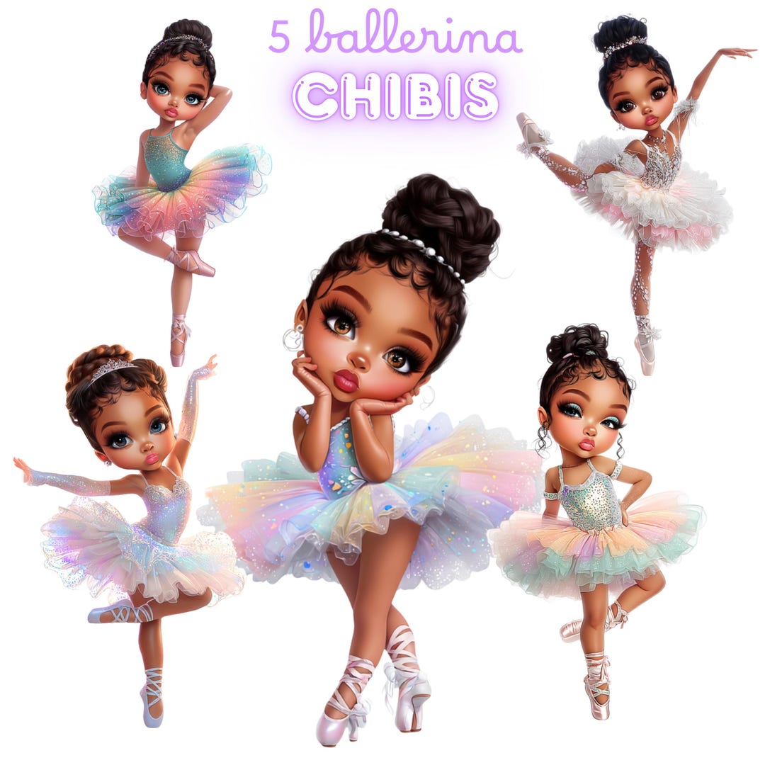 Ballerina Chibi Girl Clipart - 5 Pngs Transparent Background | Ballet ...