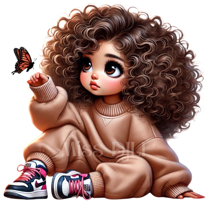 Adorable Chibi-style Girl Clipart, Set of 10 PNG Images in Transparent ...