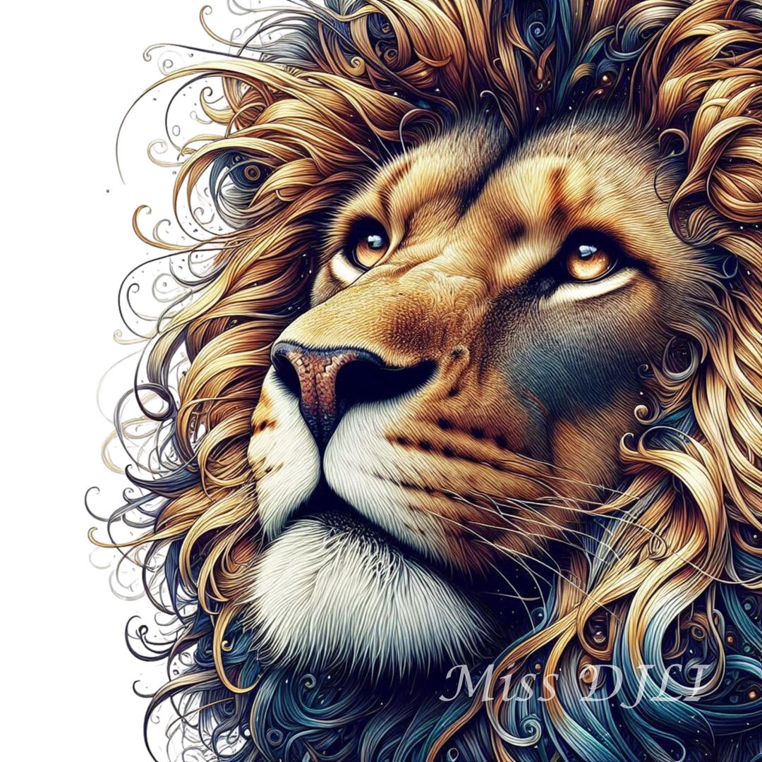 Digital Lion Clipart – Detailed Lion Illustration, Digital Download ...