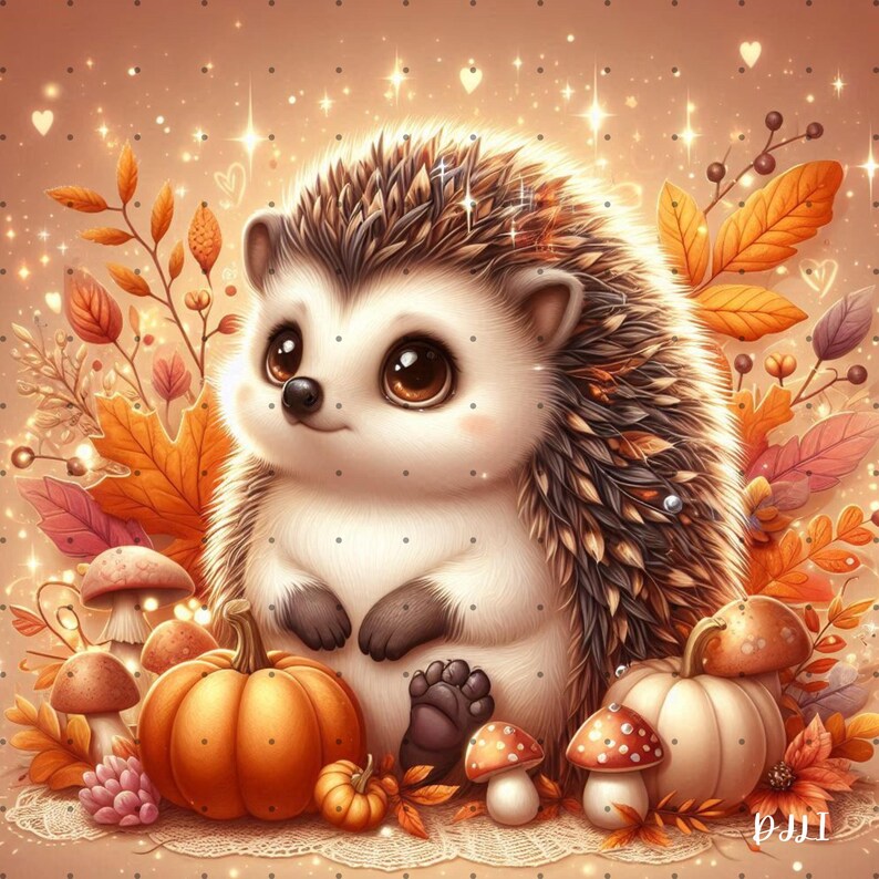 Cute Fall Hedgehog Png,autumn Woodland Animal Clipart,thanksgiving Fall ...