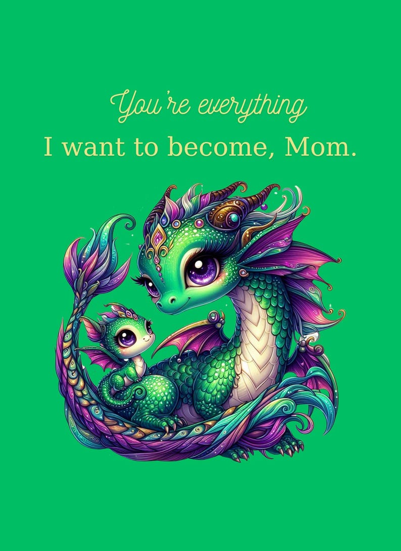 Whimsical Mama and Baby Dragon Art With Heartfelt Message – Ultra HD ...