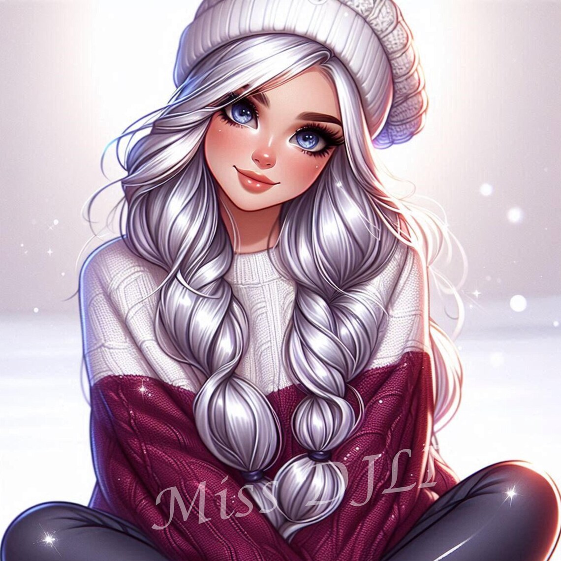 Stylish Winter Fashion Illustration - Cozy Young Woman in Red Sweater ...