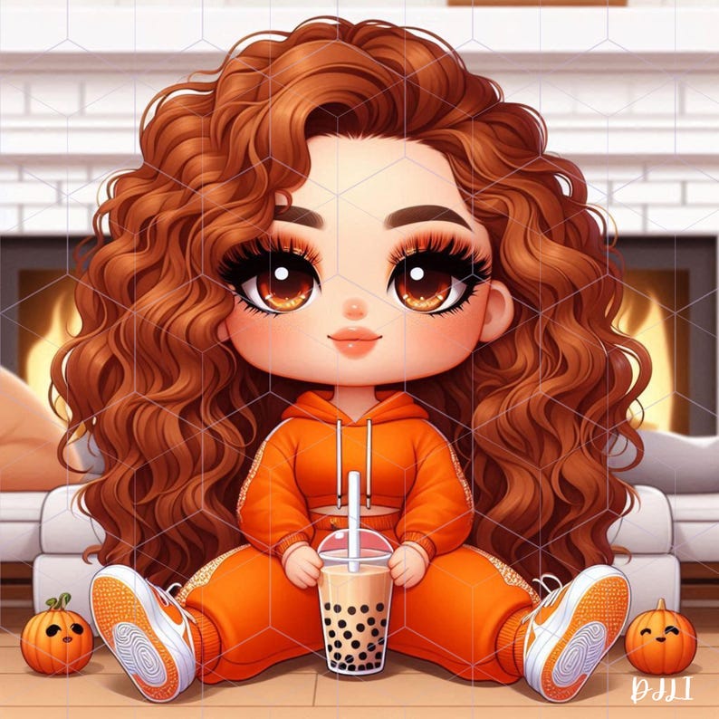 Cute Chibi Girl in Sweats, Charming Chibi Girl Winter Vibe, Whimsical ...