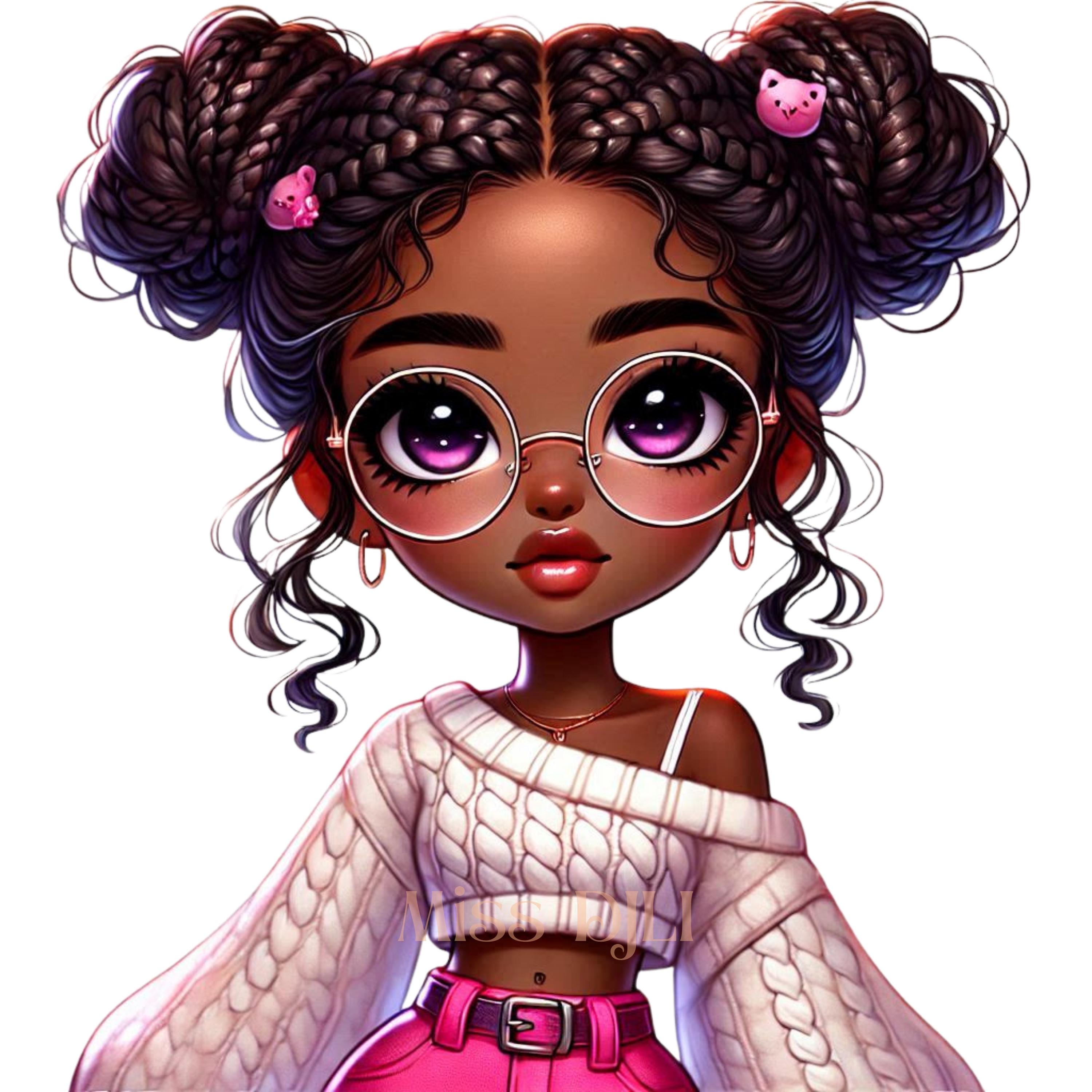 Chibi Black Girl Clipart | Daily Life Illustrations (digital Download ...