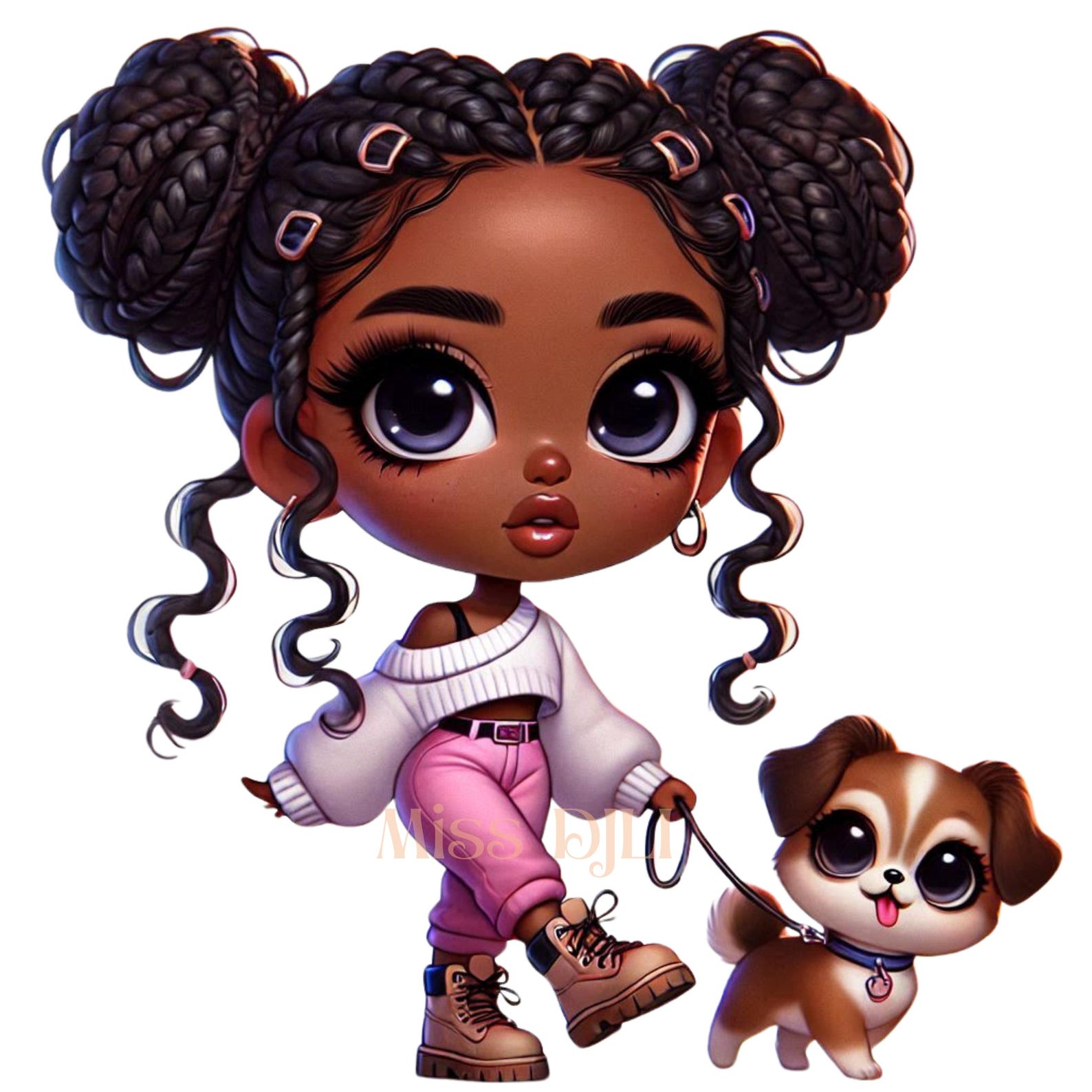 Chibi Black Girl Clipart | Daily Life Illustrations (digital Download ...