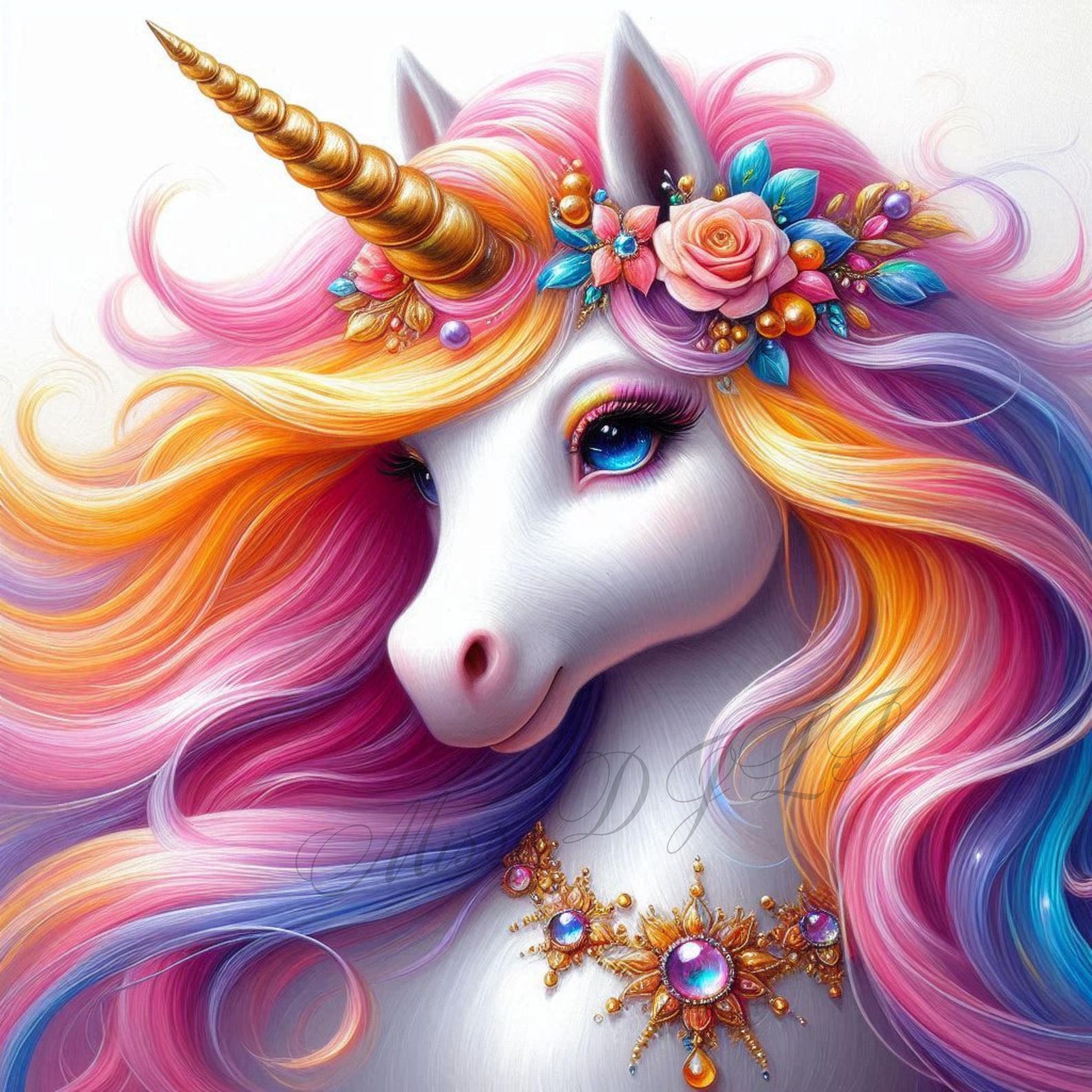 Birthday Unicorn Clipart, Magic Unicorn, Girl Clipart, Cute Holiday ...