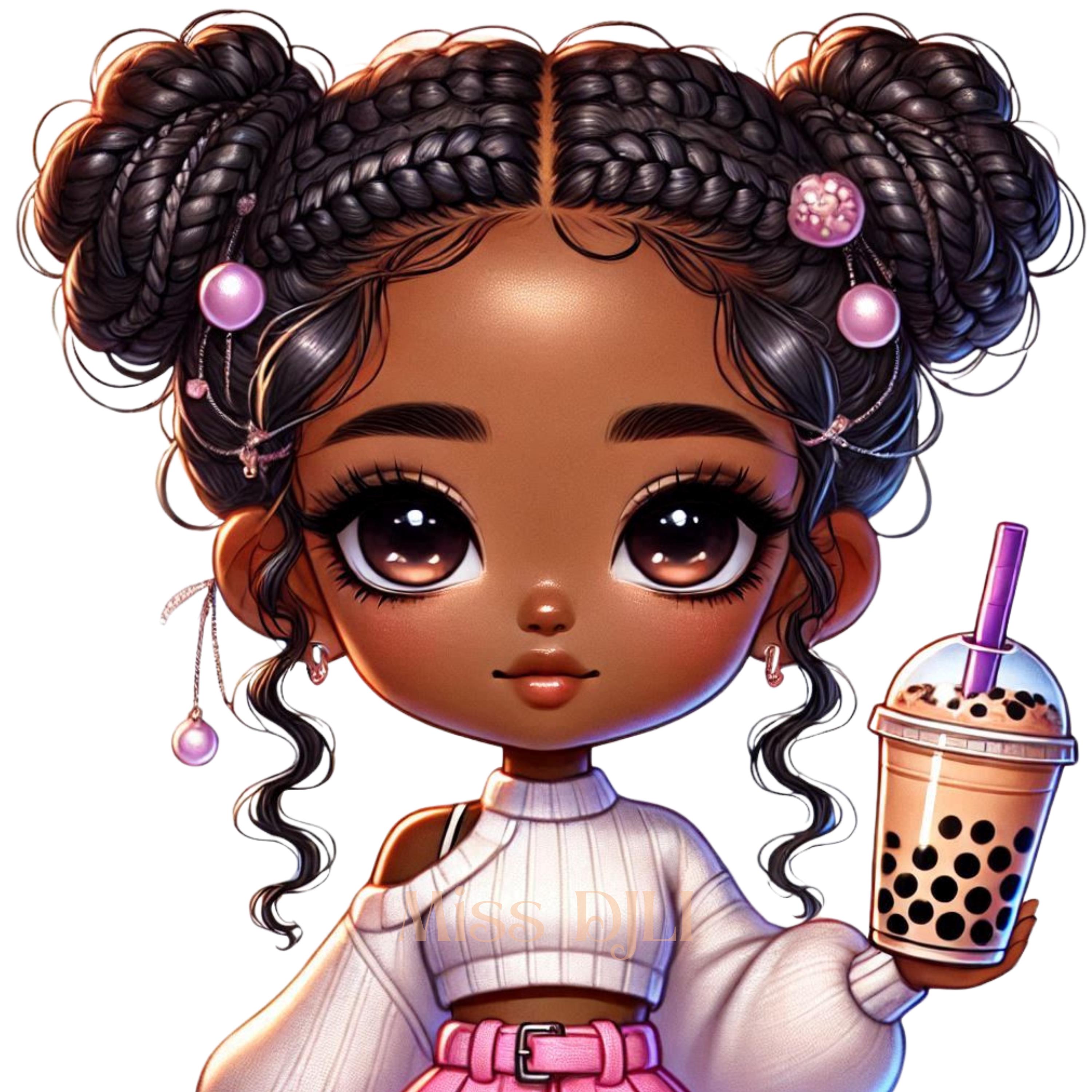 Chibi Black Girl Clipart | Daily Life Illustrations (digital Download ...