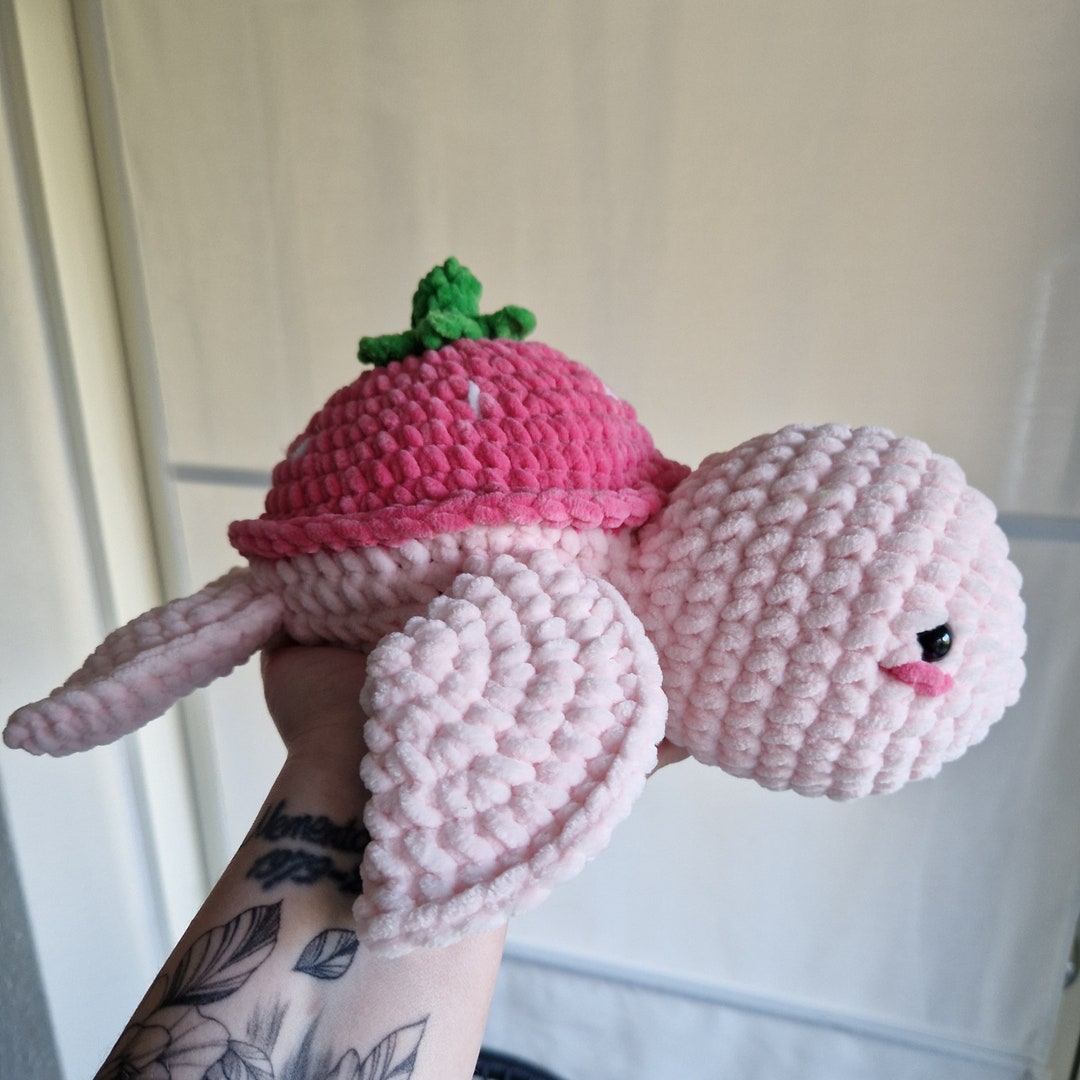 Crochet Strawberry Turtle Plushie - Etsy