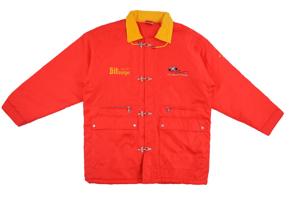 Bitburger F1 Racing Team Vintage Red Nylon Jacket Coat Mens Sz XL - Etsy