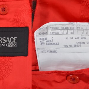 Versace V2 Classic Wool Cotton Red Black Check Blazer Jacket Mens Sz ...