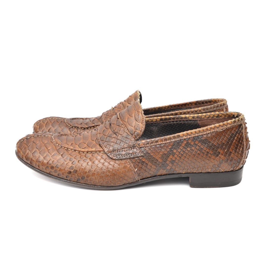 Jo Ghost Brown Python Penny Loafer Shoes Mens Sz EUR 39 / US 6.5 / UK 5 ...