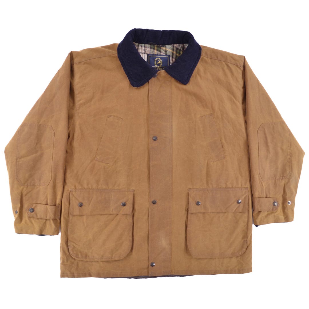 P.G. Field Tan-brown Waxed Cotton Hunting Country Coat Jacket Mens Sz L ...
