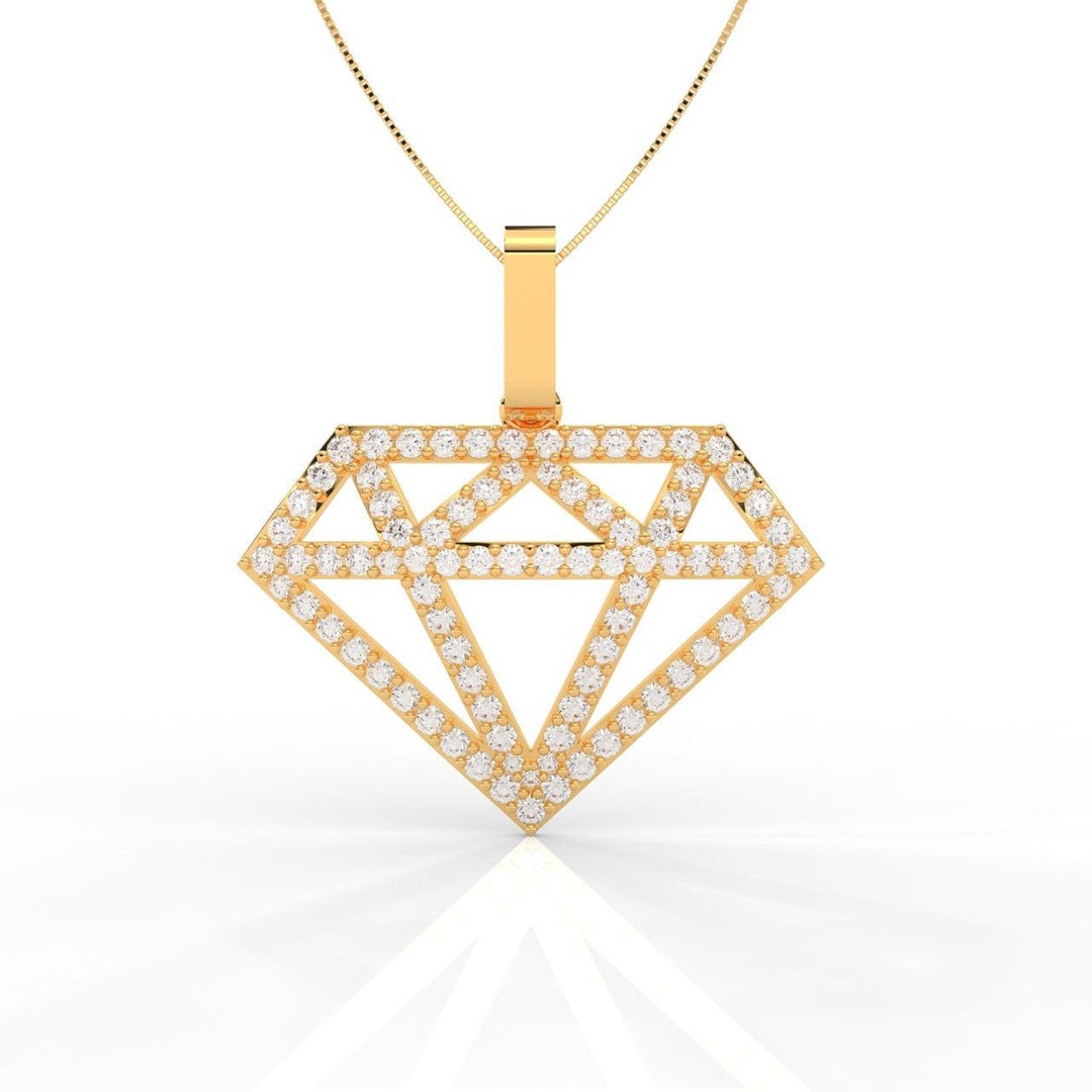 Diamond Shape Pendant, Dainty Diamond Necklace, 14k Gold Diamond ...