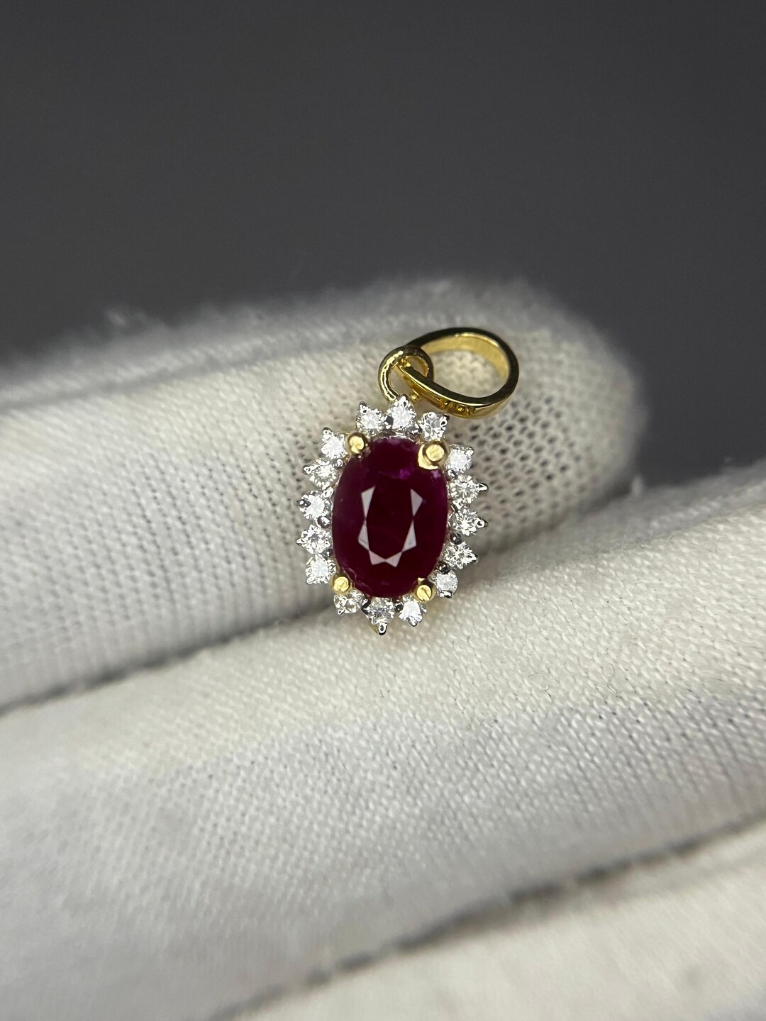 Genuine Ruby Necklace: Dainty 14K Gold Ruby Pendant, July Birthstone ...