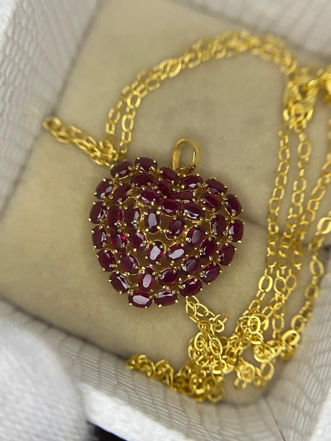 Genuine Ruby Necklace in 14k Gold, Unique Ruby Heart Pendant, July ...