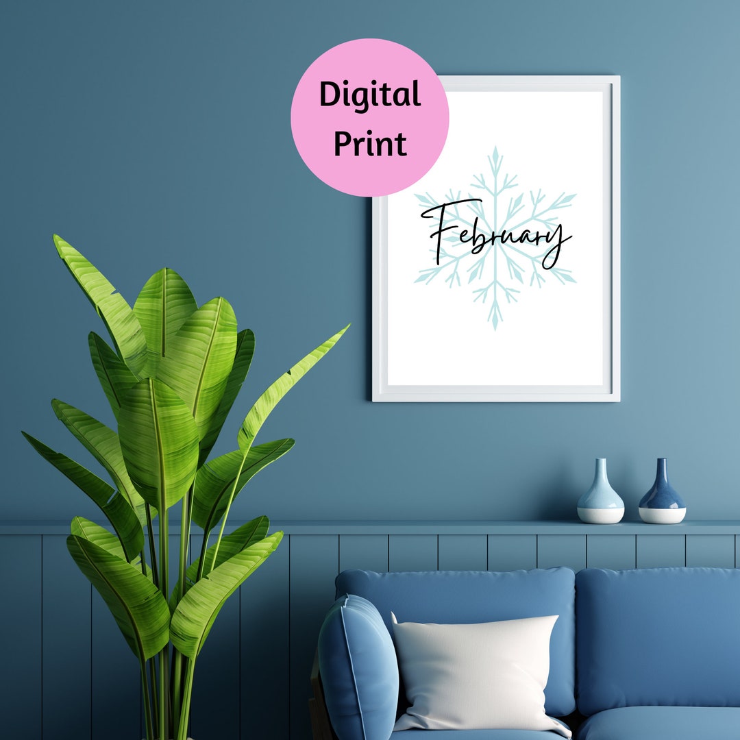 February Month Season Digital Art Print, Printable Wall Art, Wall Art ...