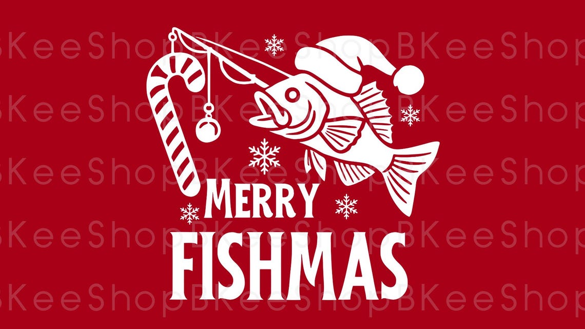 Merry Fishmas SVG, Funny Christmas Bass Fish (PNG, Cricut, Silhouette ...