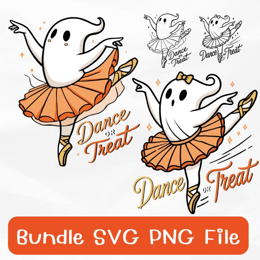 Ballet Ghost Png Svg: Dance or Treat Halloween Clipart (digital ...