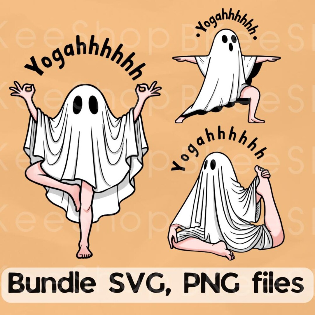 Funny Ghost Yoga SVG, Bundle Png Files, Yoga Ghost, Halloween Yoga ...