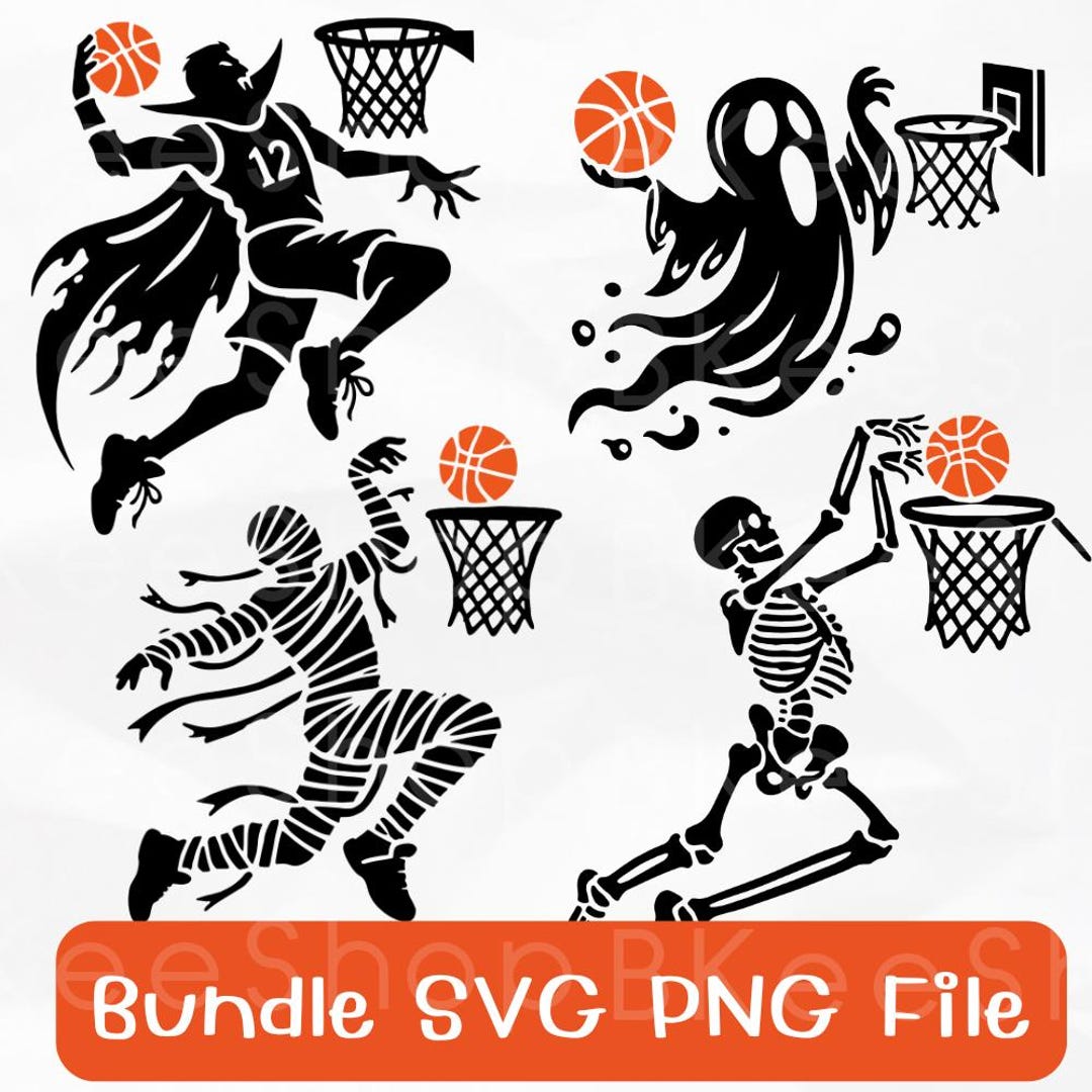 Halloween Basketball SVG Bundle: Ghost, Mummy, Vampire, Skeleton ...