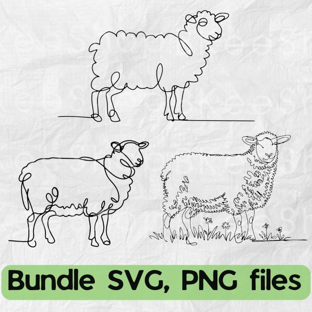 Sheep Line Art SVG Clipart Bundle, 3bundle PNG, Sheep Line Drawing ...