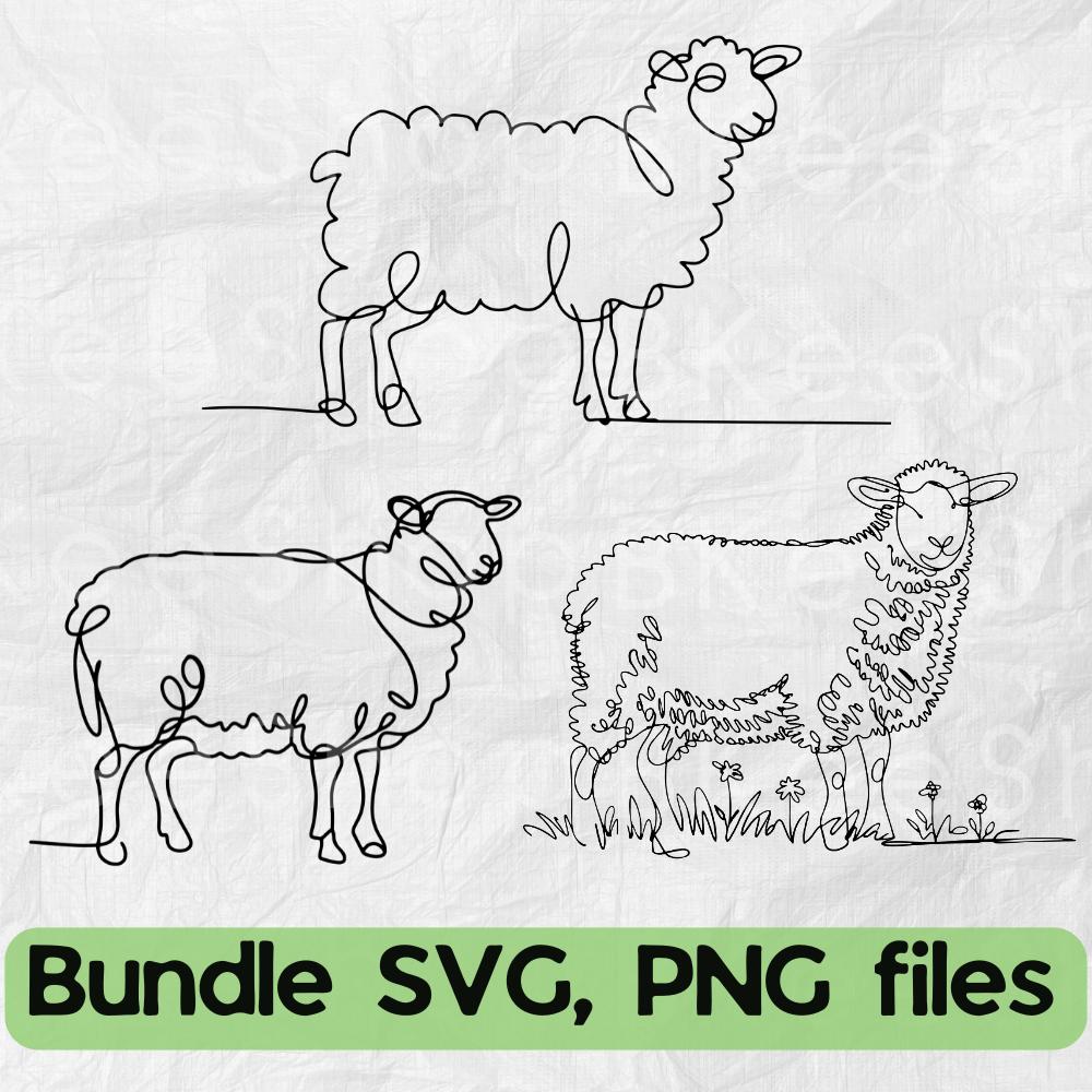 Sheep Line Art SVG Clipart Bundle: Farm Animal Vector (digital Download ...