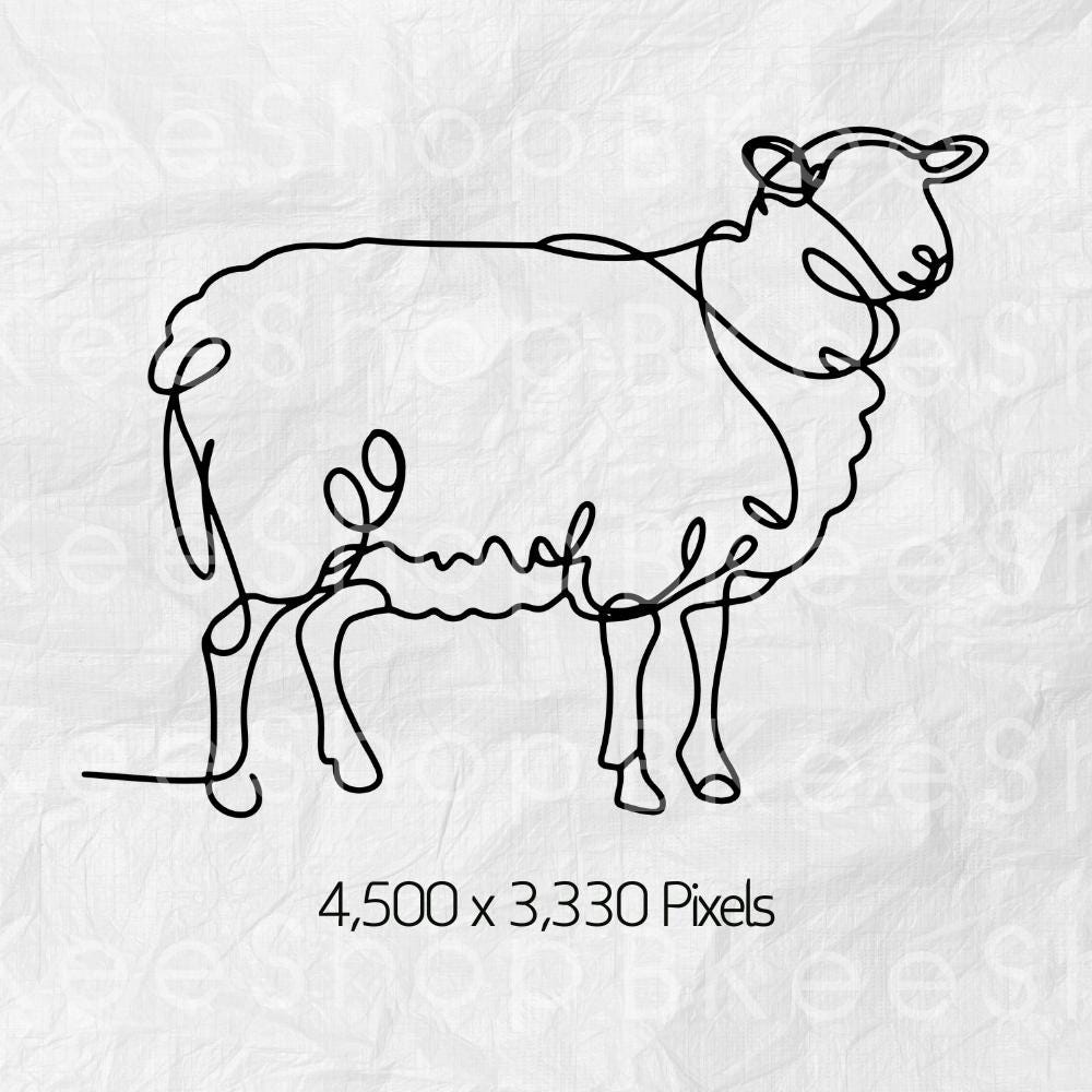 Sheep Line Art SVG Clipart Bundle, 3bundle PNG, Sheep Line Drawing ...
