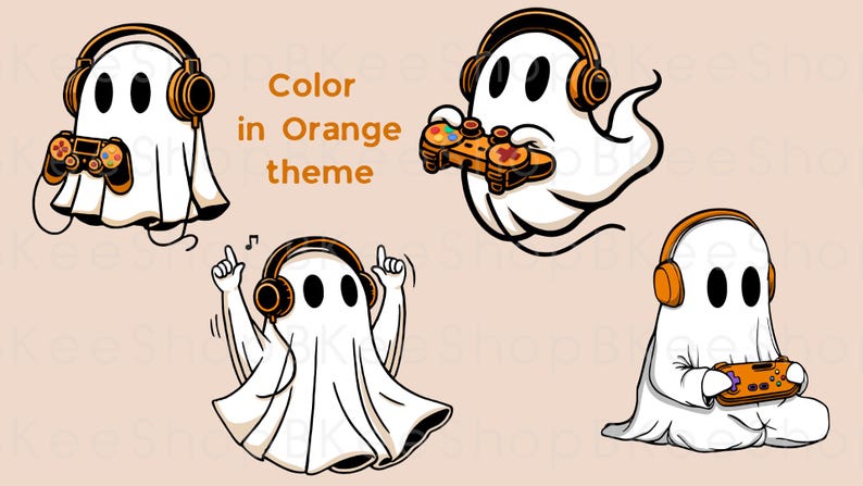 Сute Ghost Gamer SVG Bundle 4 Designs, Boo Svg, Ghost Headphones ...