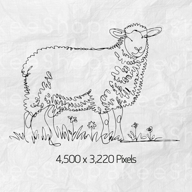 Sheep Line Art SVG Clipart Bundle, 3bundle PNG, Sheep Line Drawing ...
