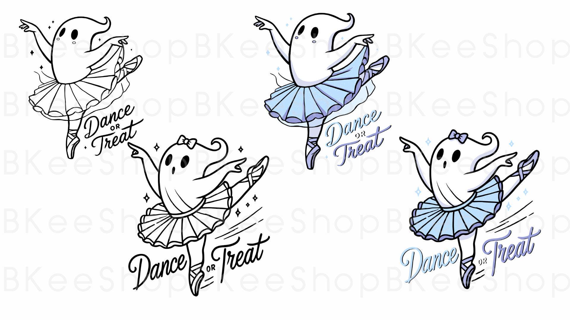 Ballet Ghost Png Svg: Dance or Treat Halloween Clipart (digital ...