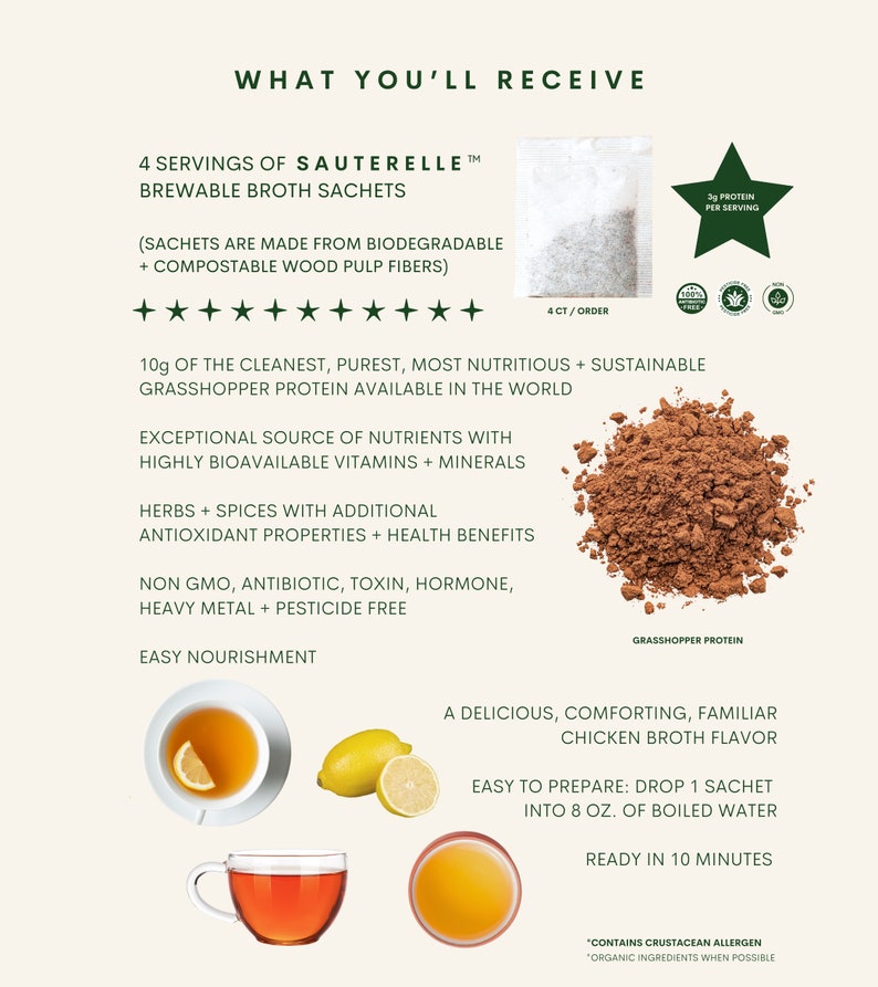 Sauterelle™ Grasshopper Protein Superfood Broth classic Lemon Chicken ...