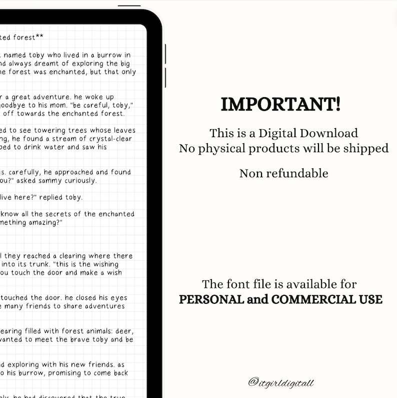 Clean Handwritten Font - Digital Notes, Journaling, Digital Planning ...