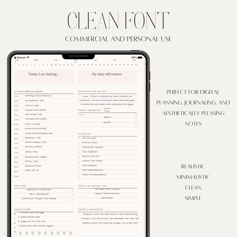 Clean Handwritten Font –perfect for Digital Notes, Journaling, and ...