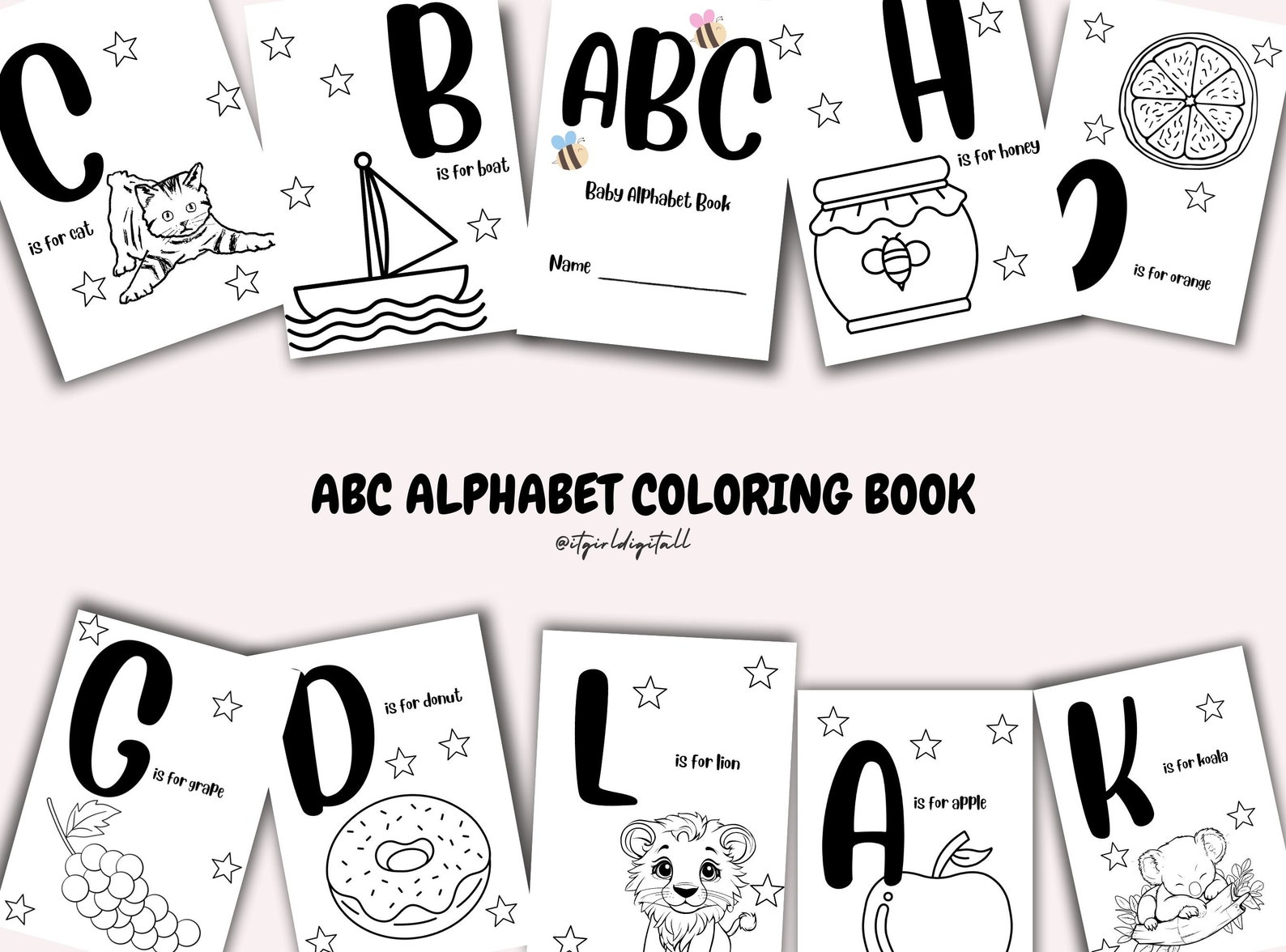 PLR ABC Baby Coloring Pages, A-Z Template for Kids, Alphabet Coloring ...