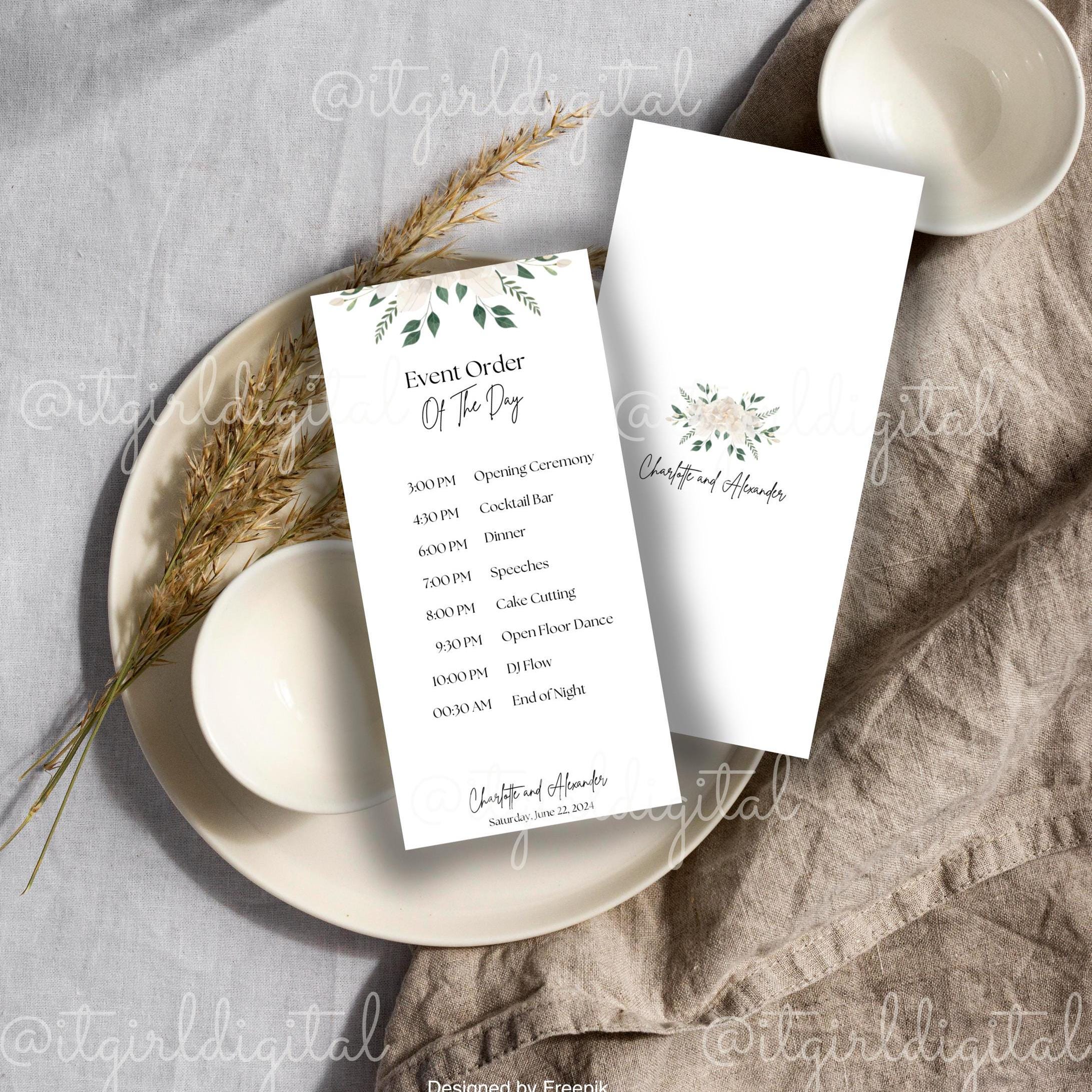 Wedding Timeline Card Template, Editable Wedding Card, Printable ...