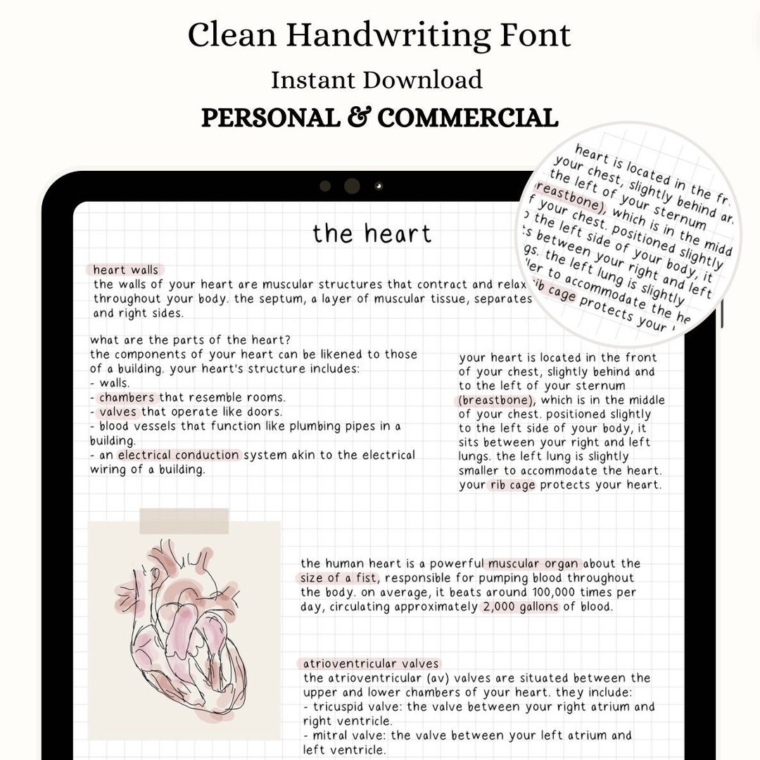 Clean Handwritten Font - Digital Notes, Journaling, Digital Planning ...