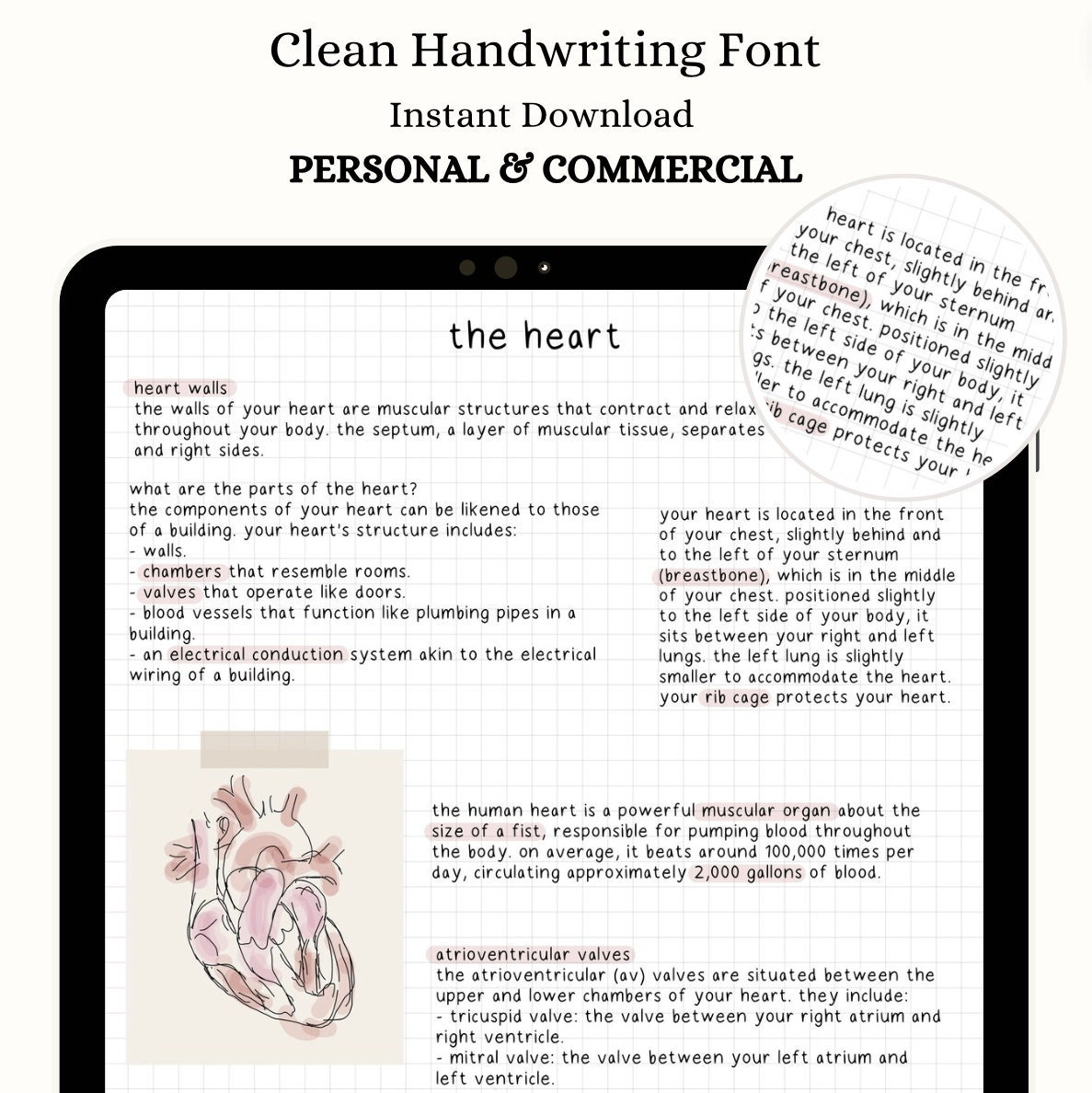 Clean Handwritten Font - Digital Notes, Journaling, Digital Planning ...