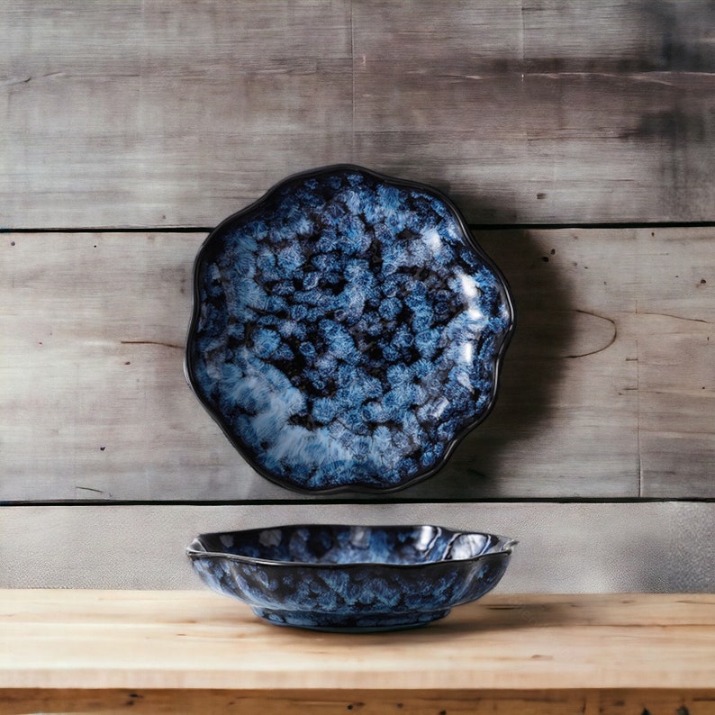 Porcelain Ceramic Dinnerware Set Japanese Lapis Ocean Blue Tableware ...