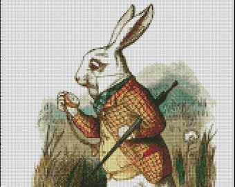 Alice in Wonderland White Rabbit Cross Stitch Pattern No. 733 | Etsy