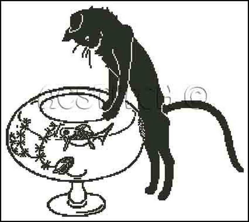 CAT AND GOLDFISH Cross Stitch Pattern No.70 - Etsy