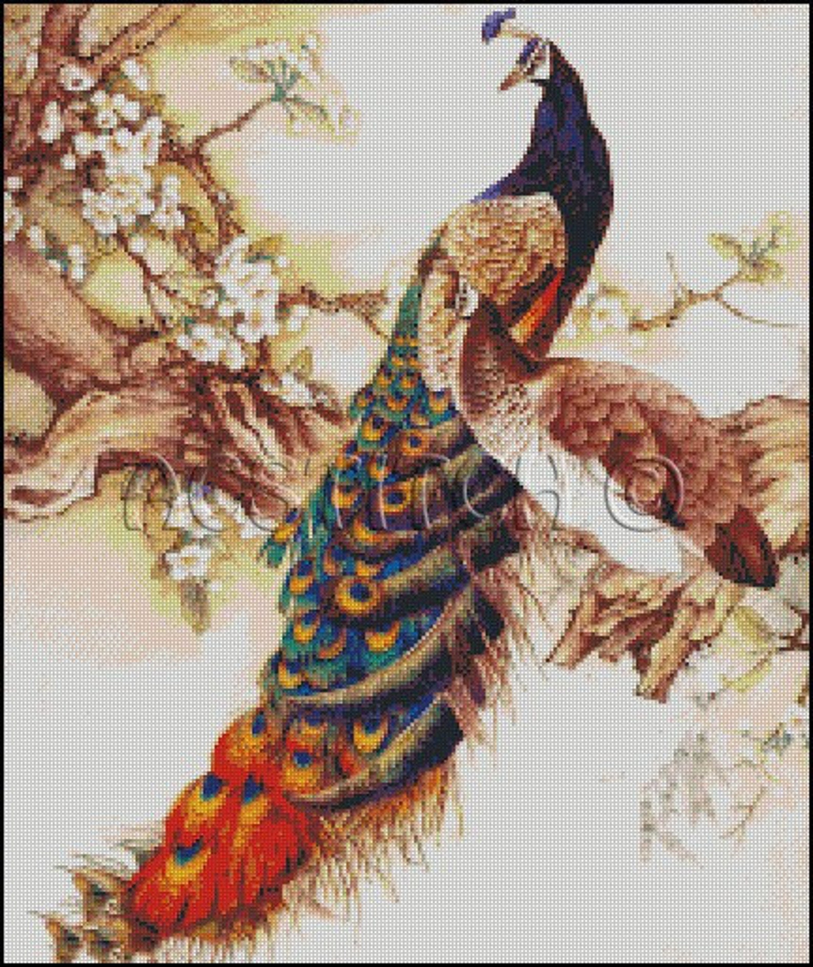TWO PEACOCKS Cross Stitch Pattern No.180 - Etsy
