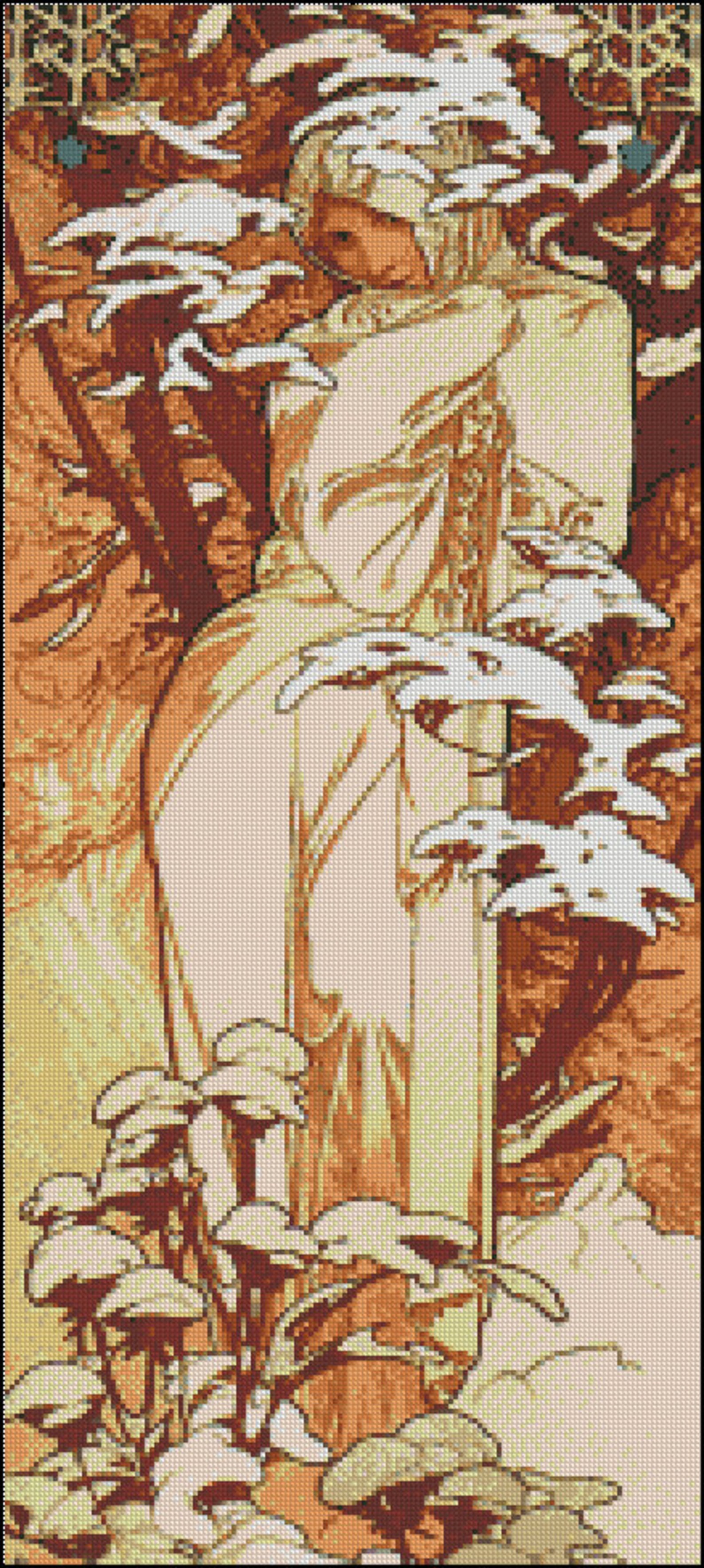 WINTER Alphonse Mucha Cross Stitch Pattern No.405 - Etsy