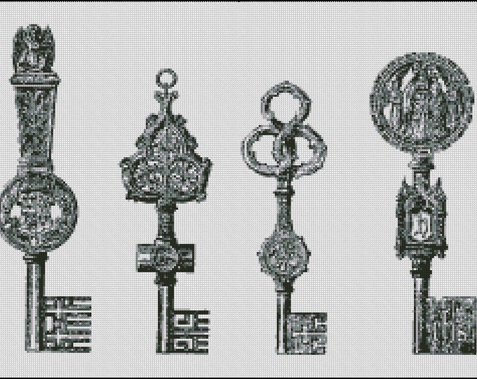 VINTAGE KEYS Cross Stitch Pattern No.299 | Etsy