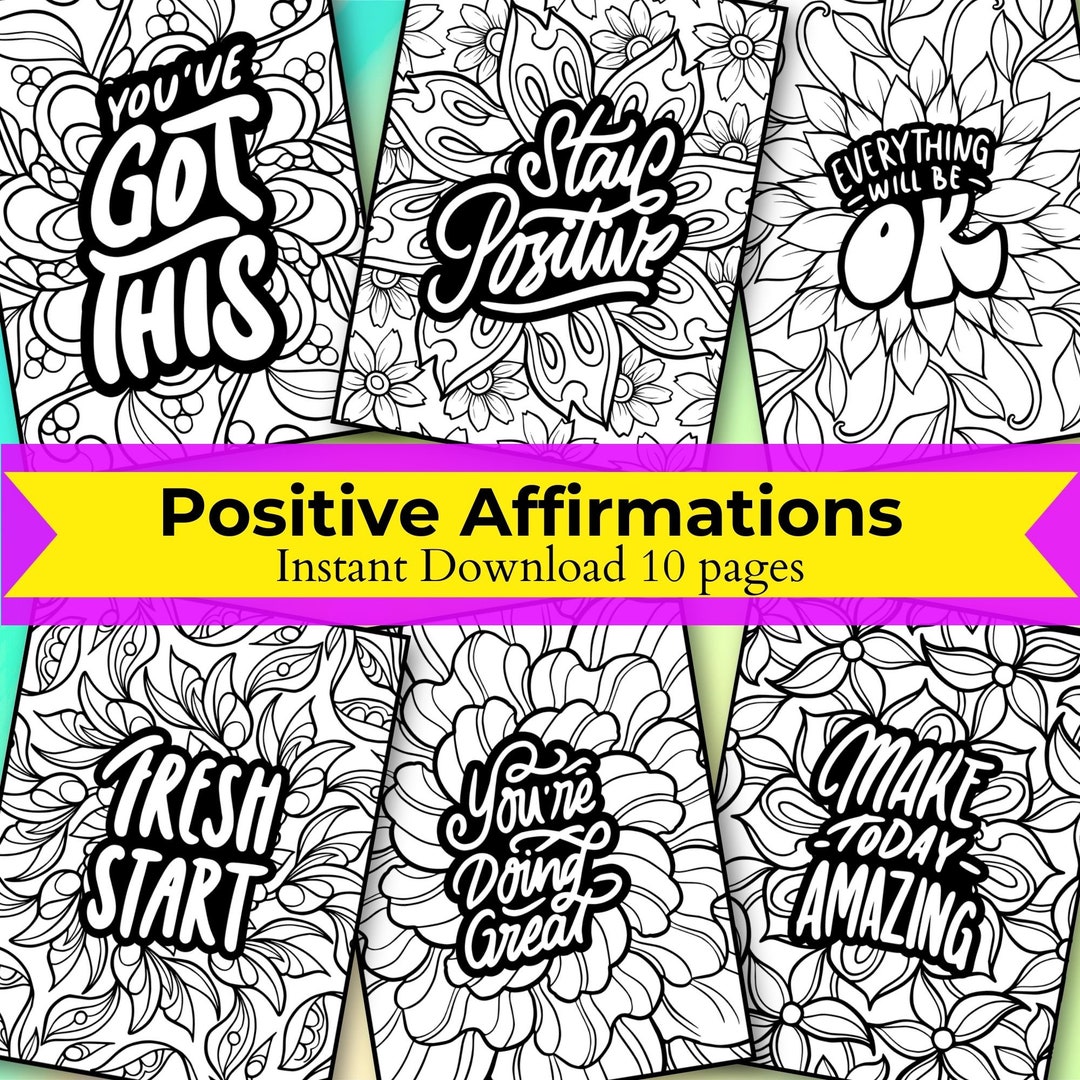 Positive Affirmation Coloring Page Relaxing Patterns Coloring Pages ...