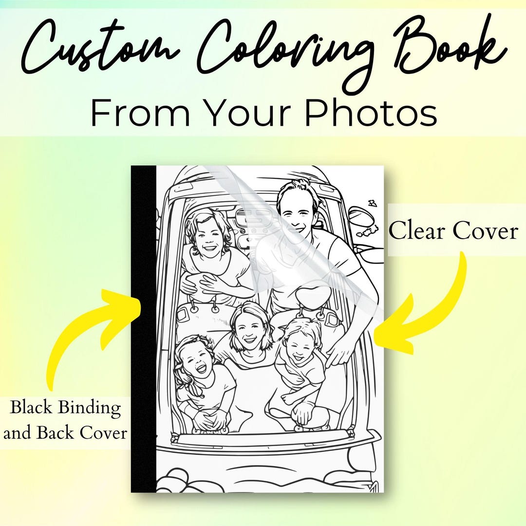 Printed Custom Coloring Book From Photos, Pet Coloring Book, Family ...