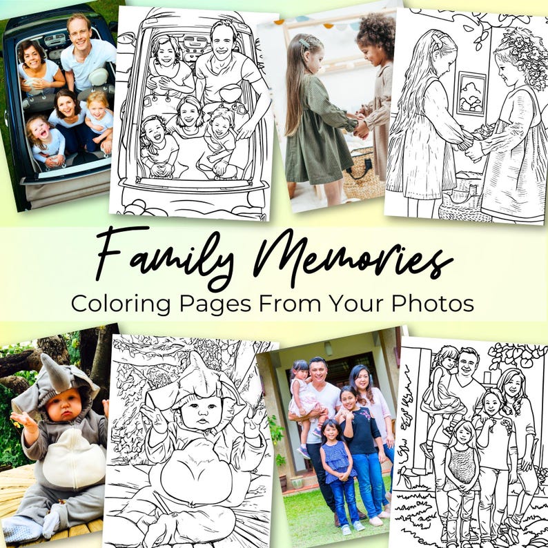 10 Custom Coloring Pages From Your Photos Personalized Gift Photo to ...