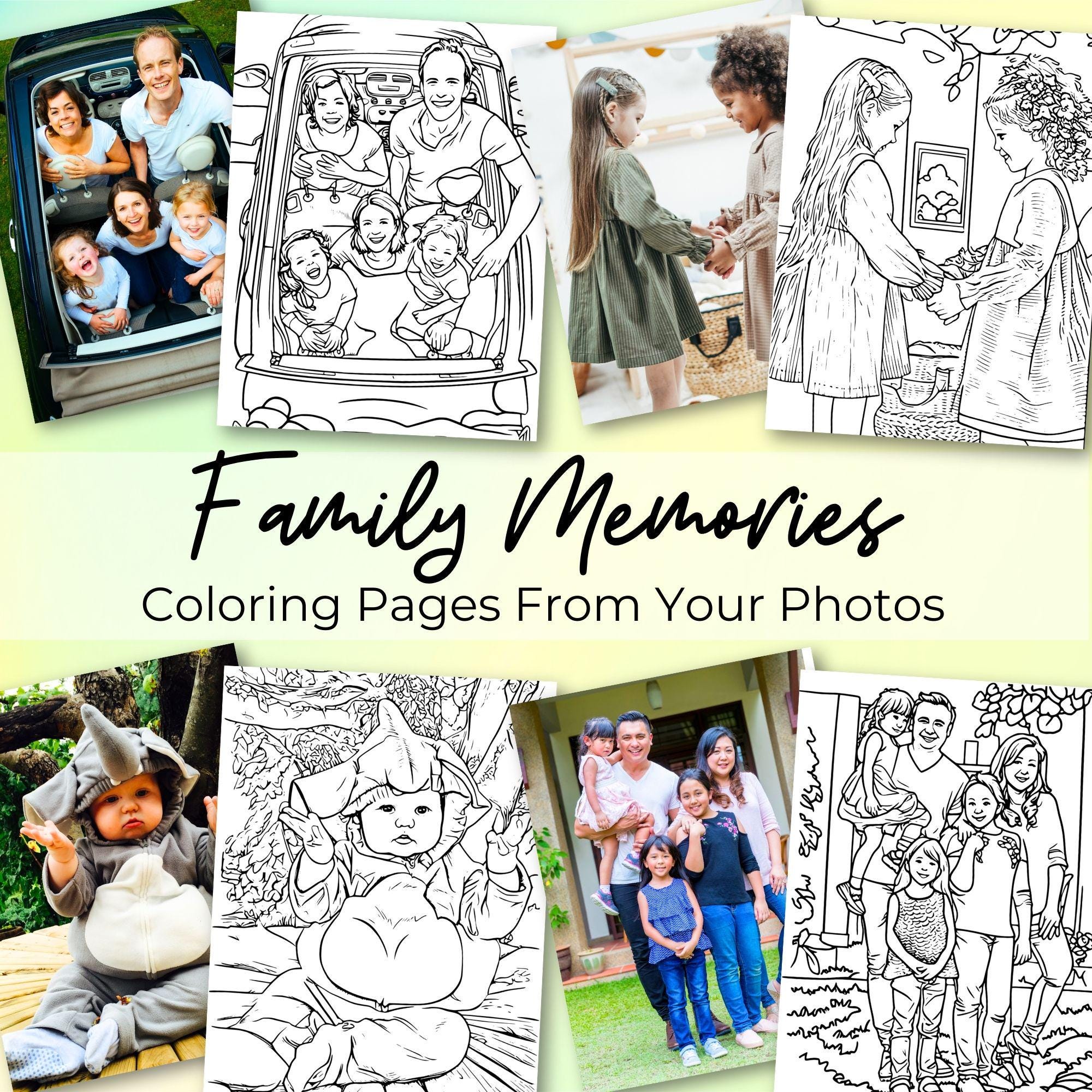 10 Custom Coloring Pages From Your Photos Personalized Gift Photo to ...